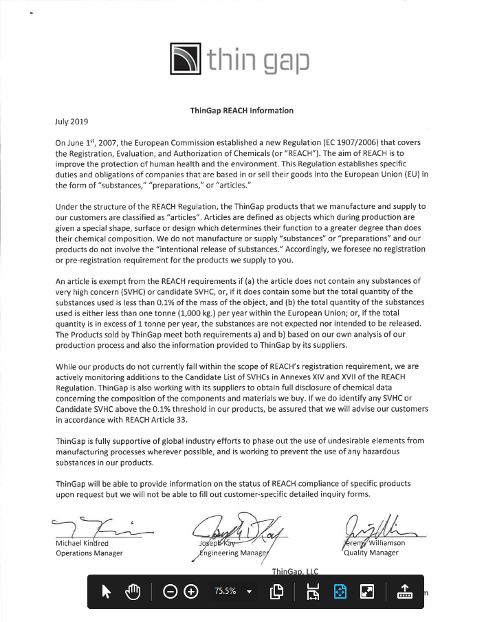 Compliance Information | ThinGap High Power Brushless Motors